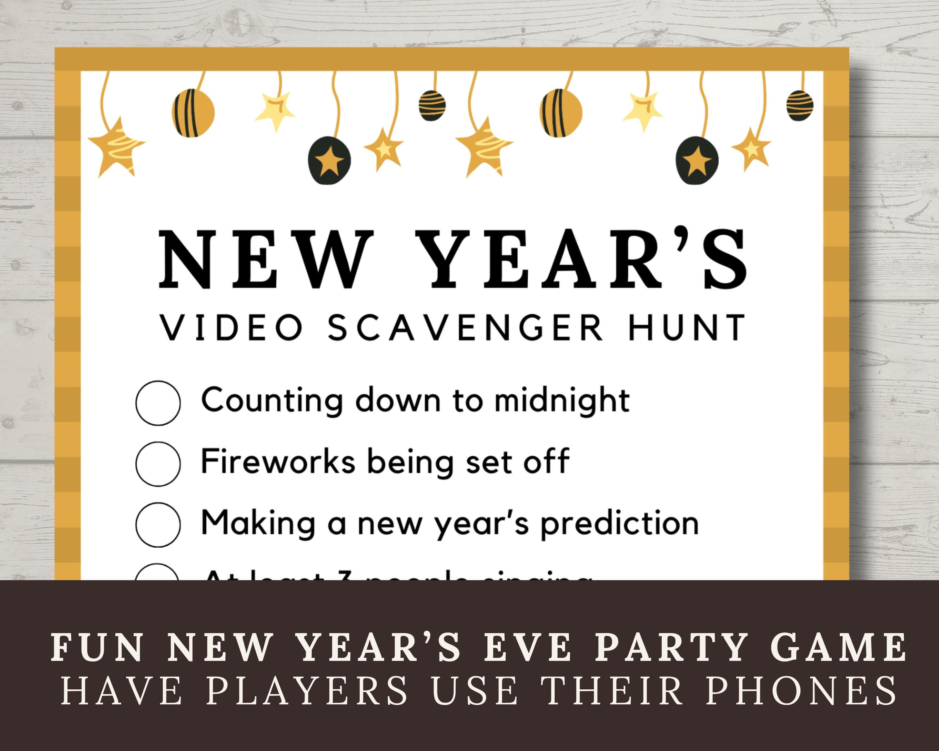 New Year's Eve Video Scavenger Hunt: Family Party Game (instant ...