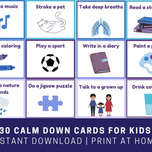 Calm Down Cards for Kids and Calming Corner Emotional - Etsy