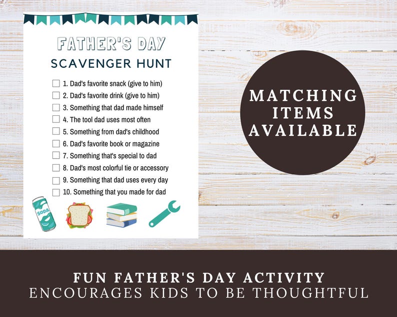 Father's Day Scavenger Hunt: Printable Treasure Hunt Game (PDF Download ...
