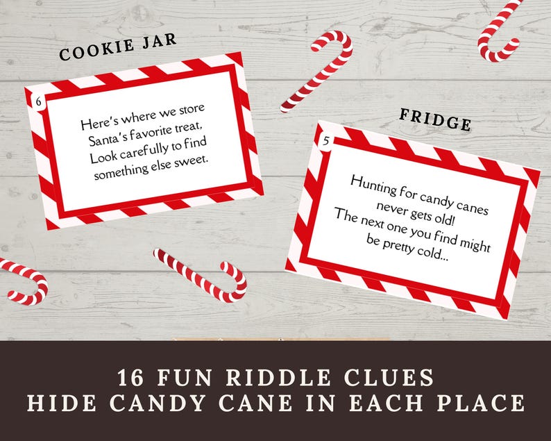 Candy Cane Treasure Hunt, Printable Christmas Scavenger Hunt for Kids ...