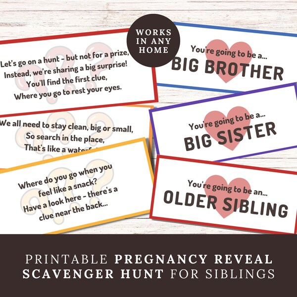 Kids Pregnancy Reveal Scavenger Hunt - Etsy