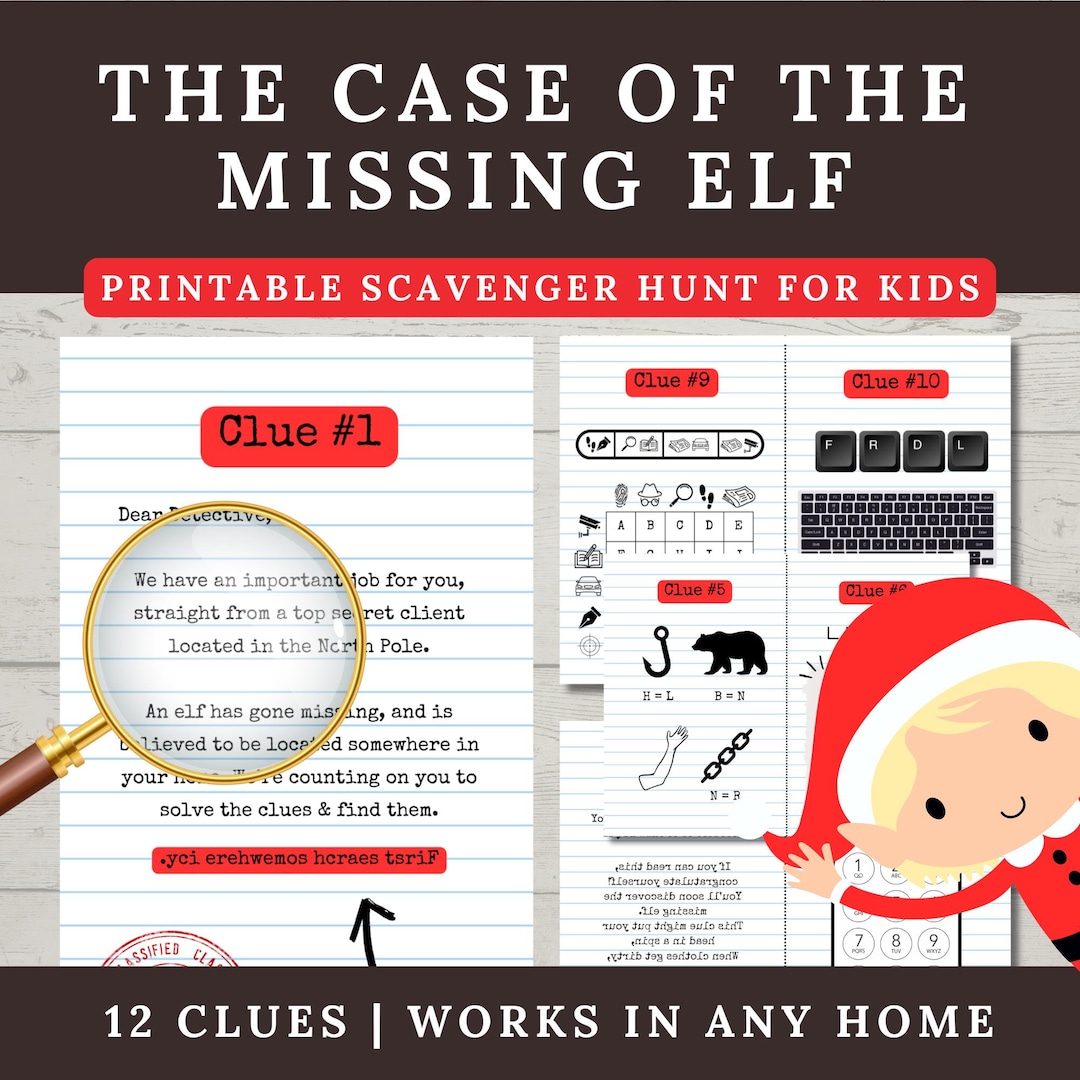 Elf Scavenger Hunt for Kids, Unique Arrival Idea, Christmas Puzzle ...