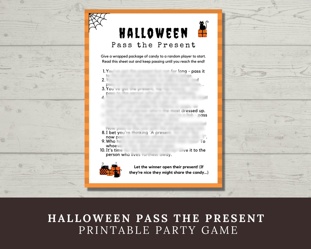 Printable Halloween Pass the Present Game: Party Activity (PDF) - Etsy