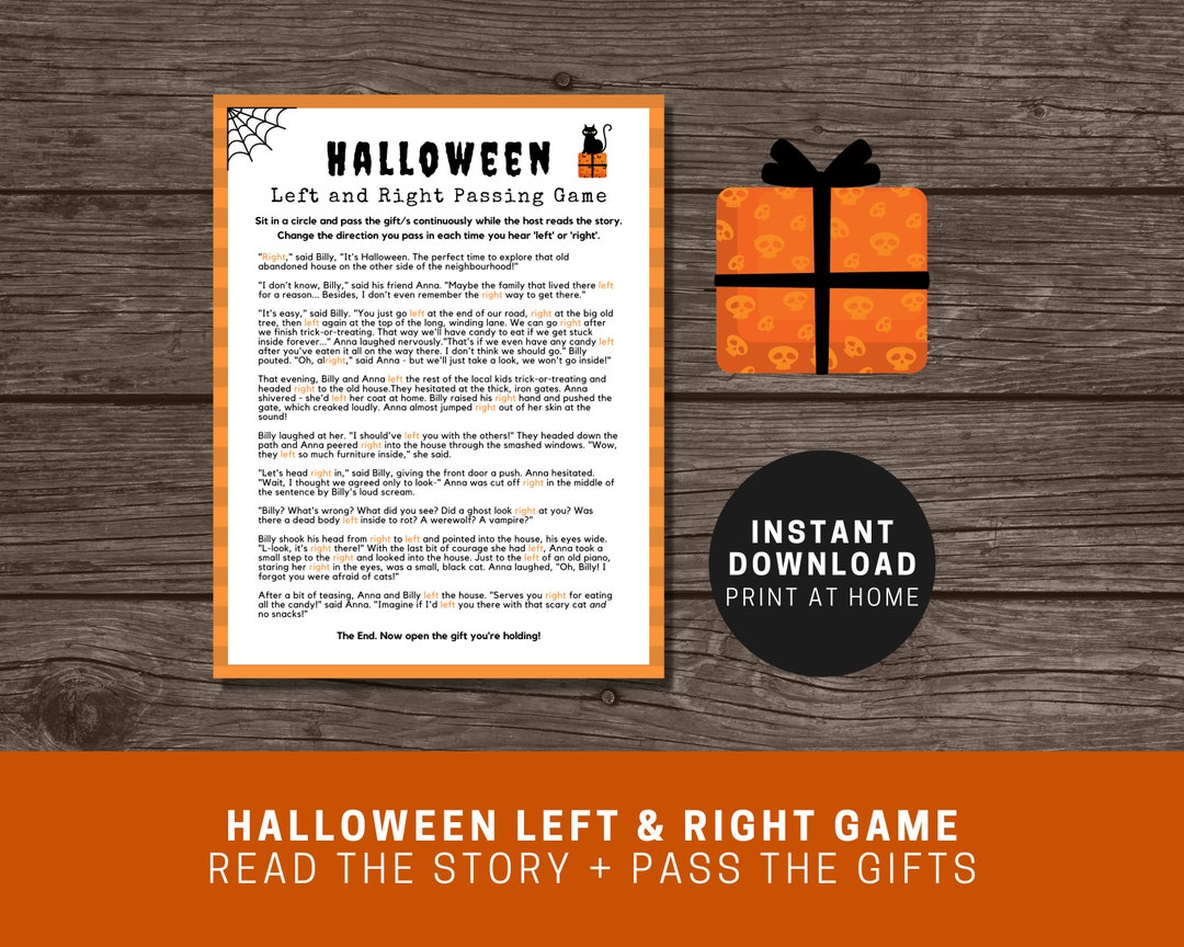 Halloween Left and Right Passing Game Printable Pass the - Etsy