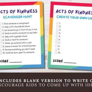Kindness Scavenger Hunt for Kids: Printable Activity (PDF) - Etsy