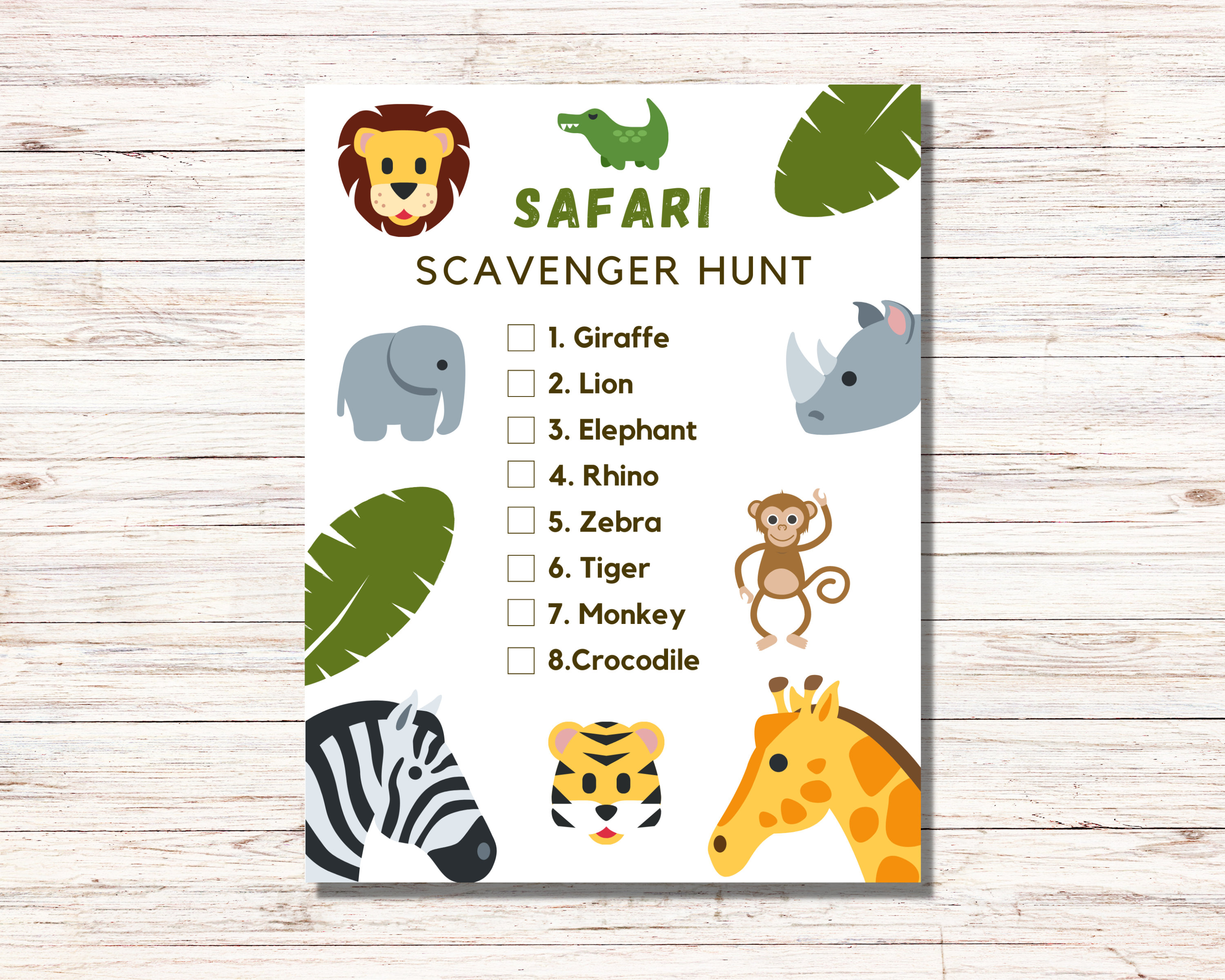Safari Scavenger Hunt Printable, Safari Party Game/activity