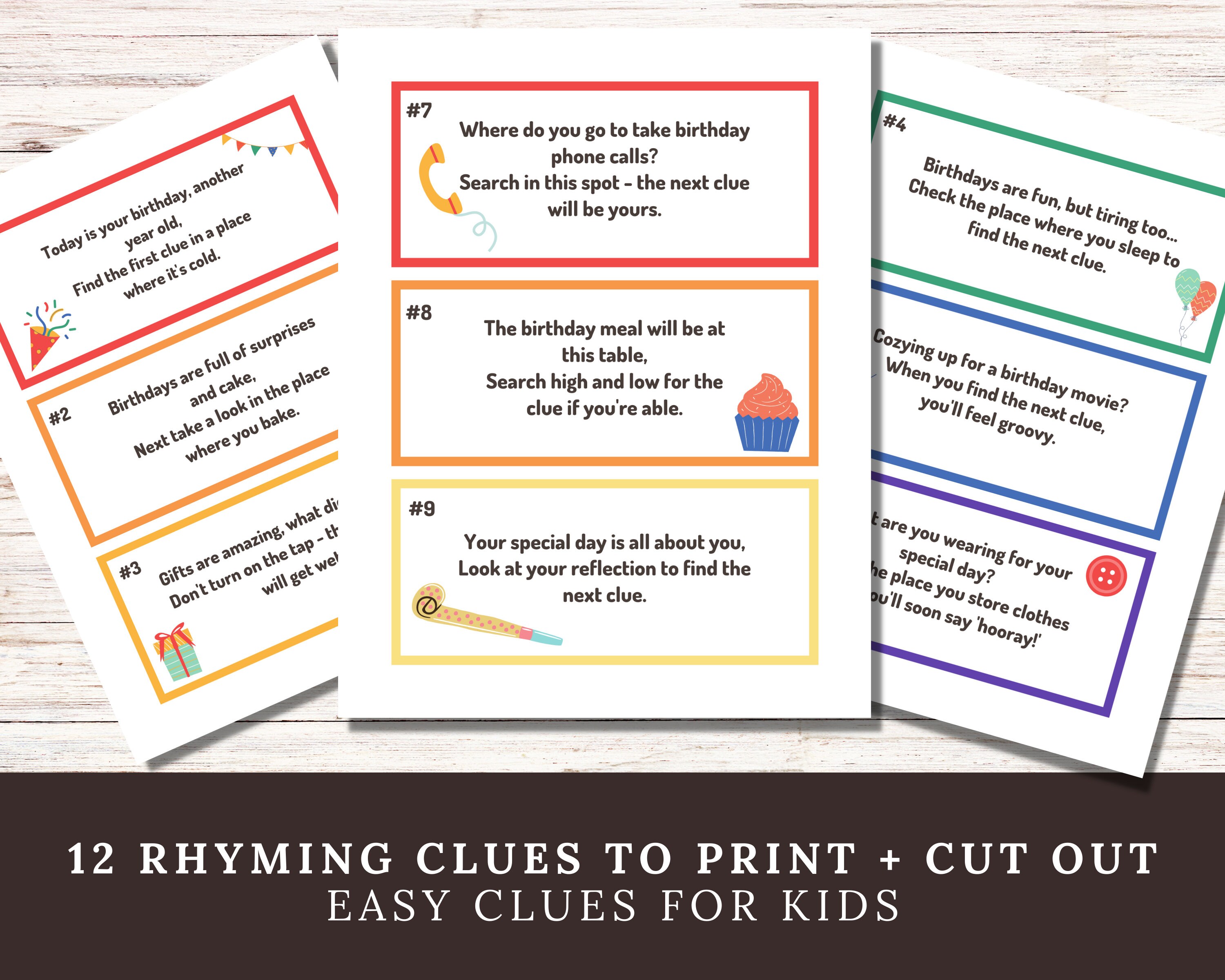 Birthday Scavenger Hunt Clues for Kids, Printable Treasure Hunt for ...