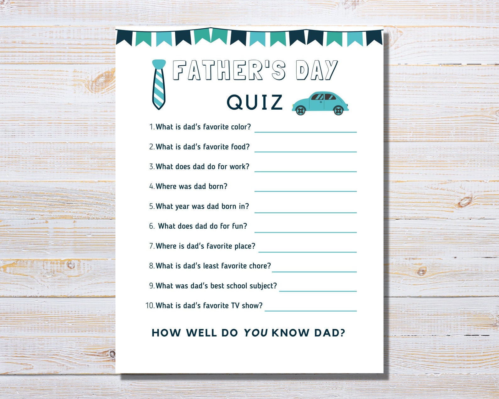 Father's Day Quiz for Kids printable Father's Day Questions Father's ...
