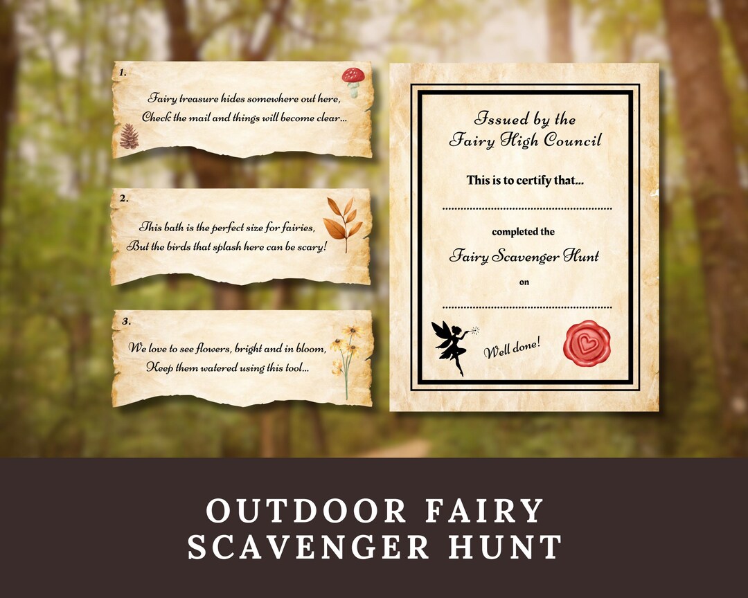 Fairy Scavenger Hunt for Kids, Fairy Garden Birthday Party Game ...