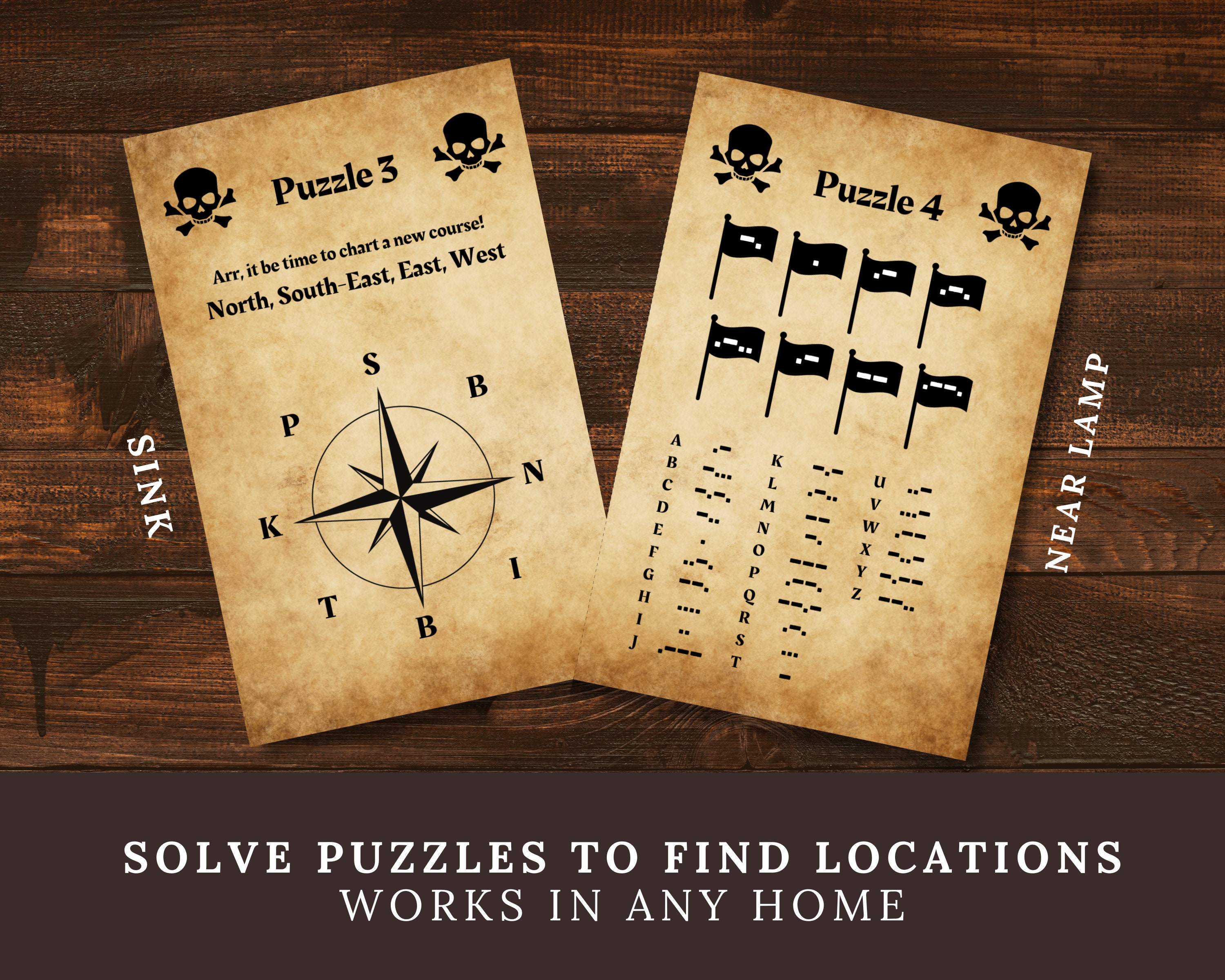 Indoor Pirate Scavenger Hunt for Kids, Pirate Treasure Hunt Puzzle ...
