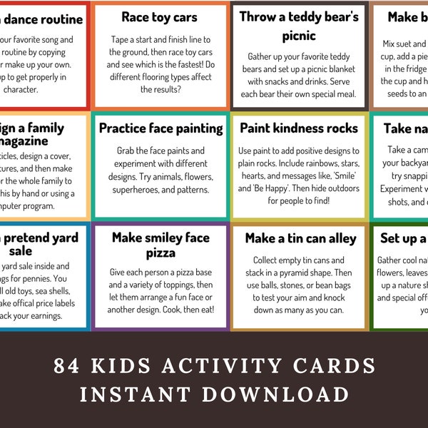 42 Outdoor Activity Cards for Kids: Nature Play, Garden Games ...