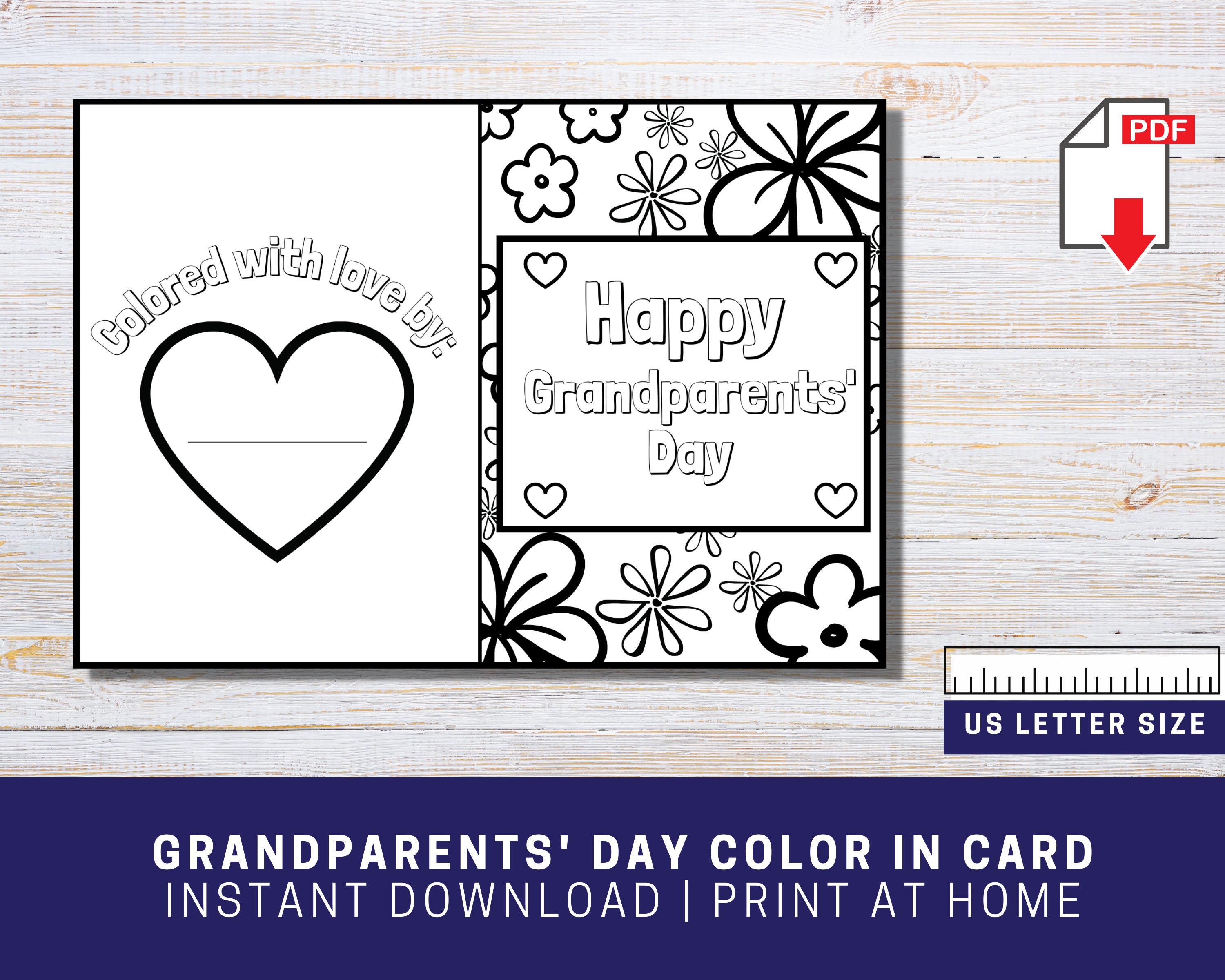 Printable Grandparents Day Color In Card Grandparents Day Etsy
