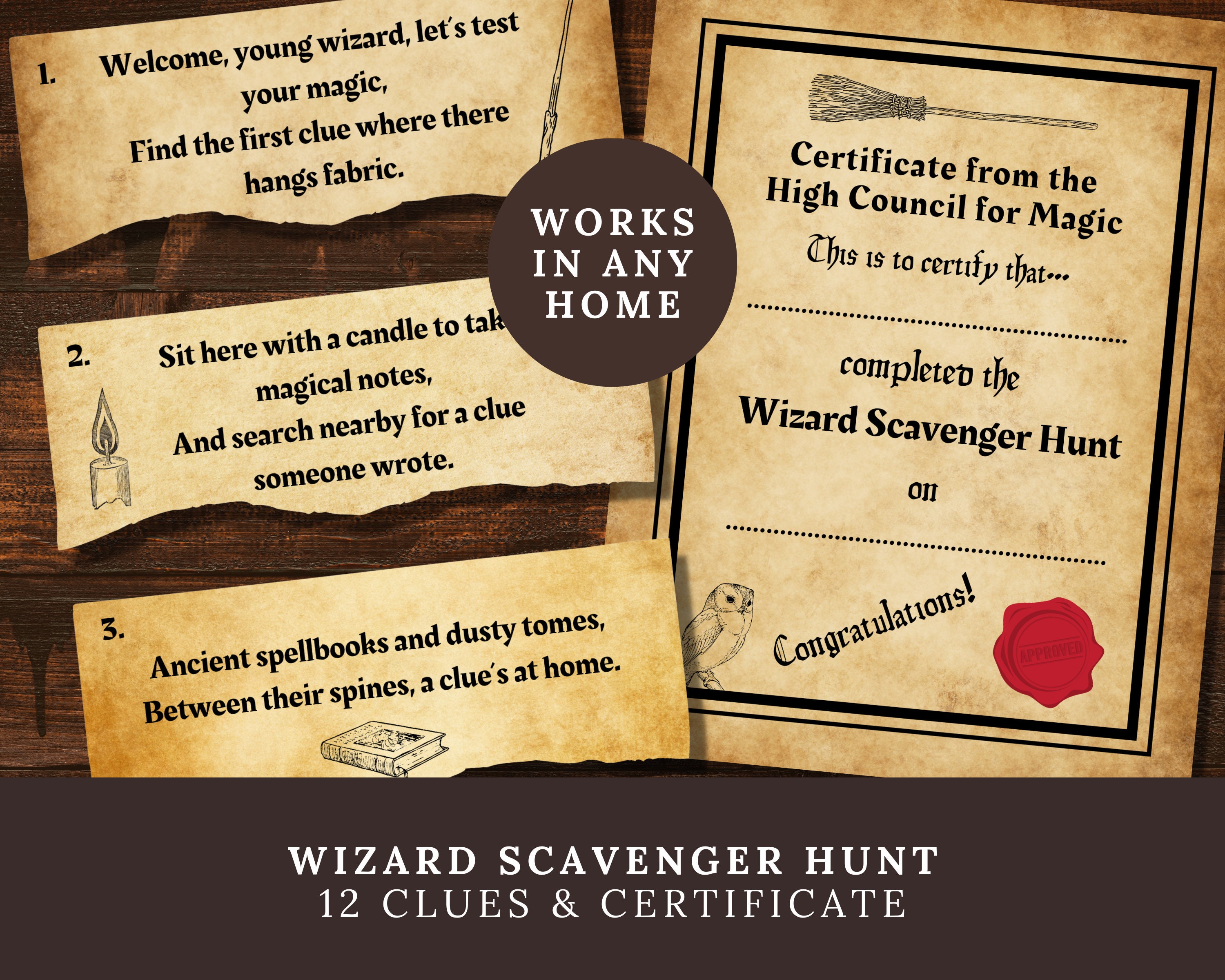 Wizard Scavenger Hunt Clues (printable), Magic School Treasure Hunt ...