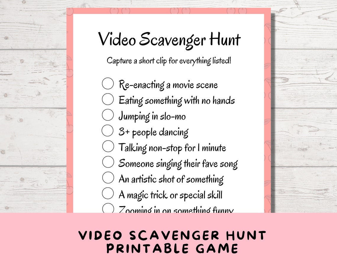 Printable Video Scavenger Hunt for Teens and Tweens, Girls Birthday ...