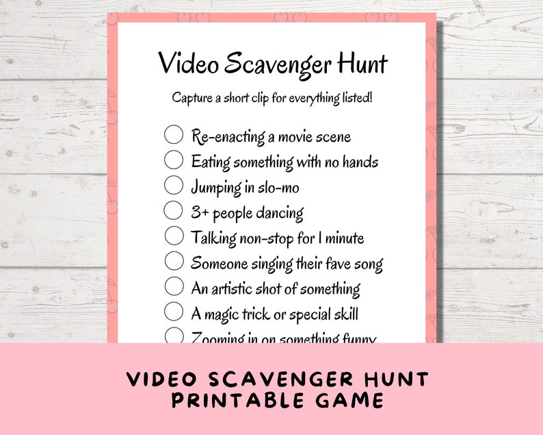Printable Video Scavenger Hunt for Teens and Tweens, Girls Birthday ...