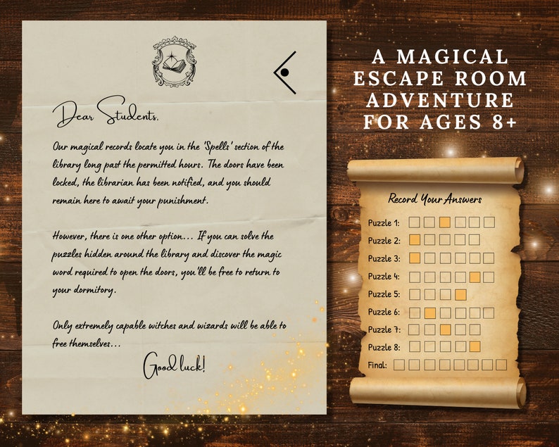 Wizard Escape Room Game: Magic School Library, Printable Family ...