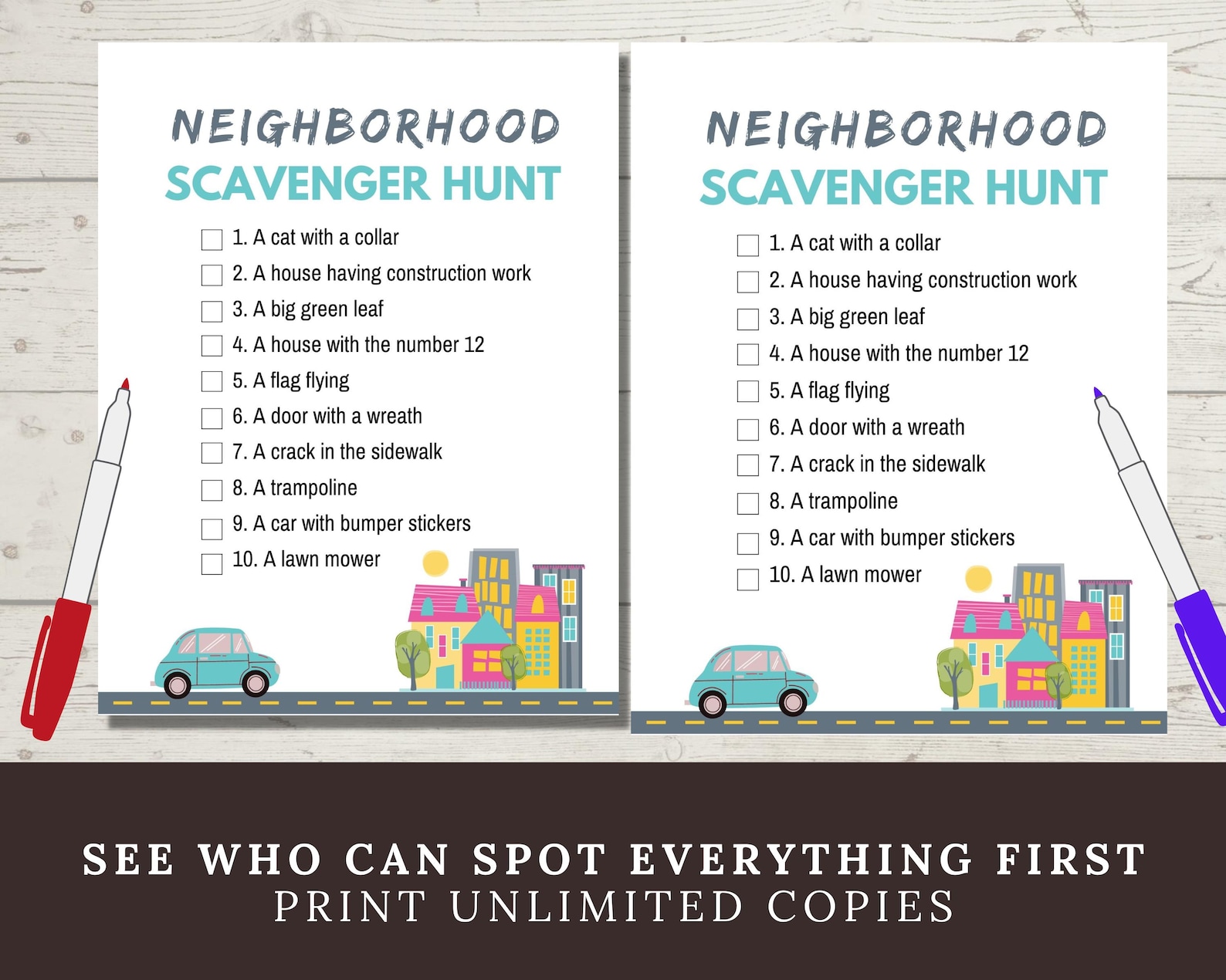 Neighborhood Scavenger Hunt: Kids Outdoor Activity, Road Trip Game (PDF ...