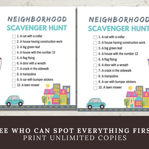 Neighborhood Scavenger Hunt: Kids Outdoor Activity, Road Trip Game (PDF ...