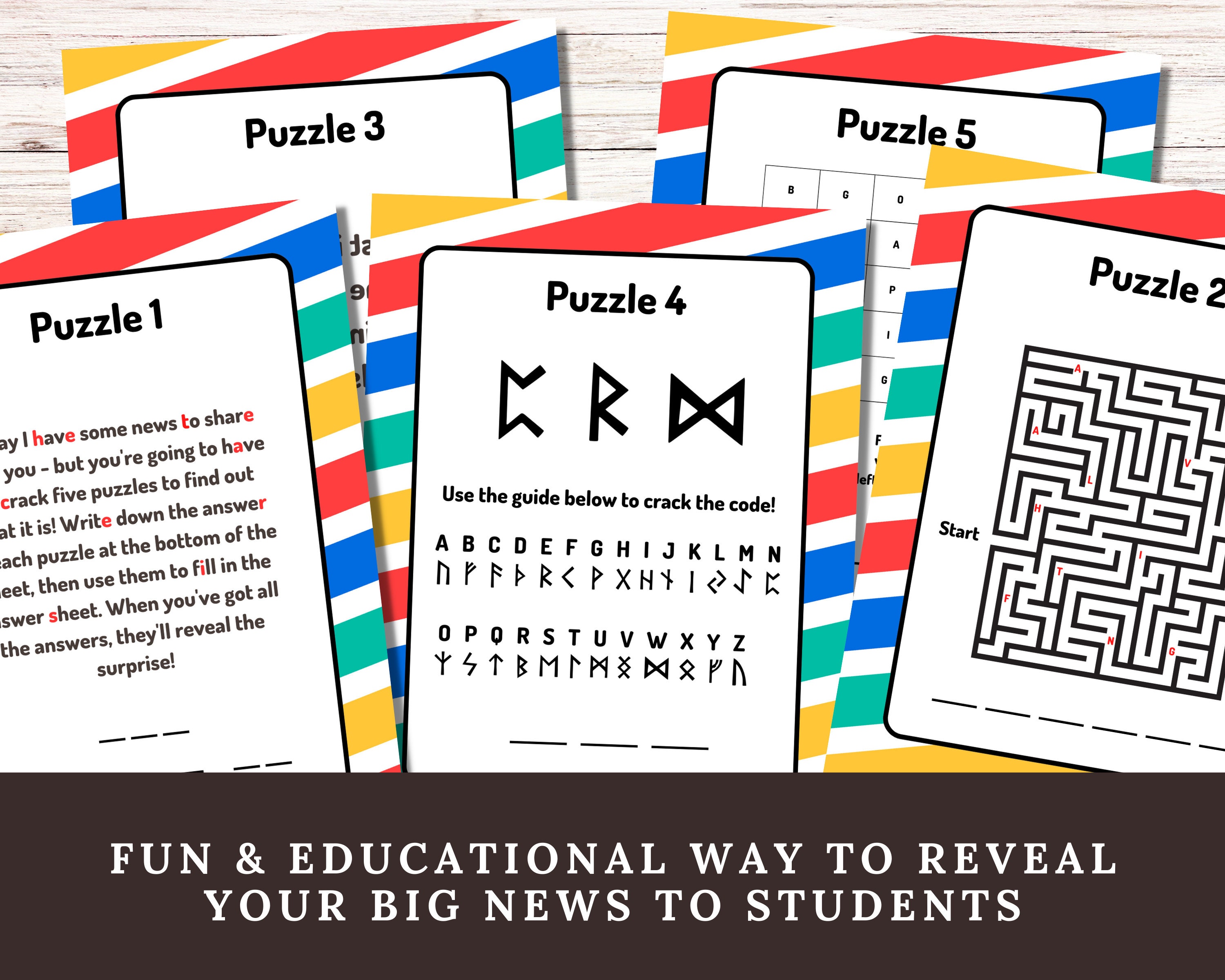 Teacher Pregnancy Announcement Puzzles: Classroom Reveal (printable PDF ...