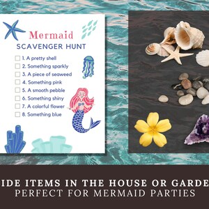 Mermaid Scavenger Hunt Printable, Cute Mermaid Party Game Activity for ...