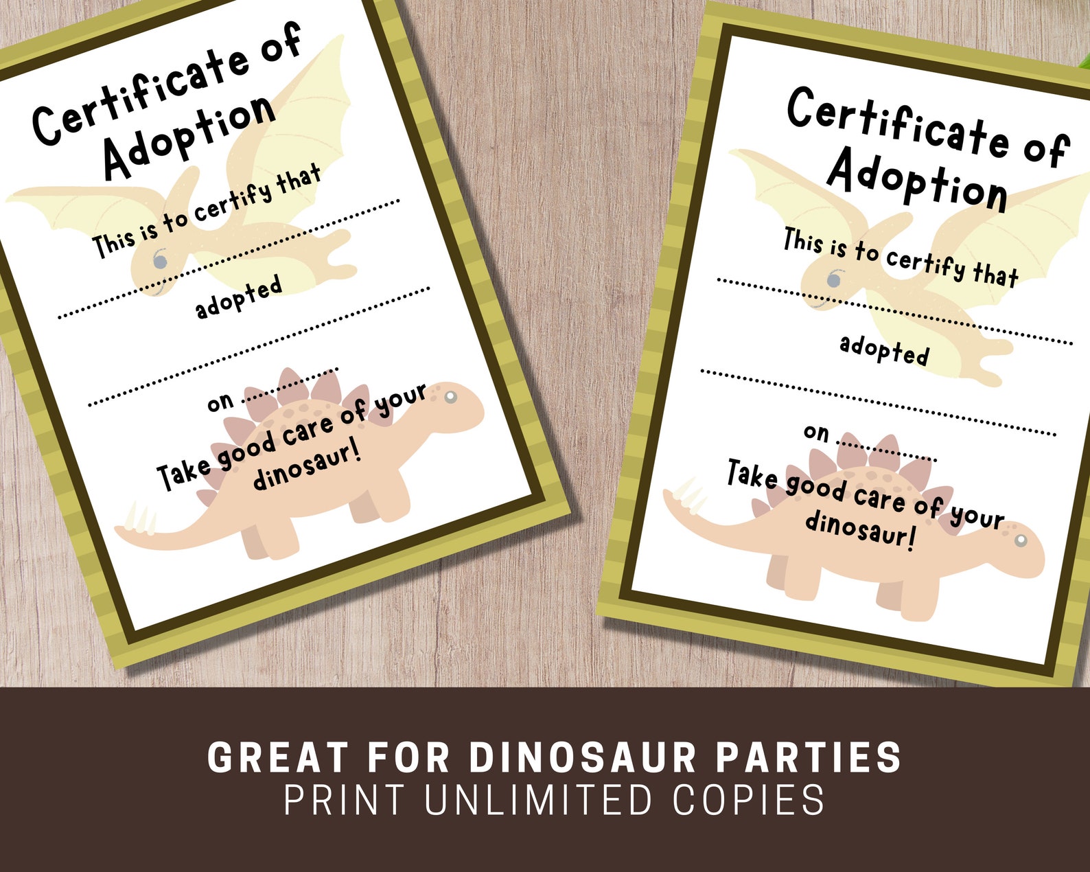 Adopt a Dinosaur Printable Sign and Certificate Dinosaur - Etsy UK