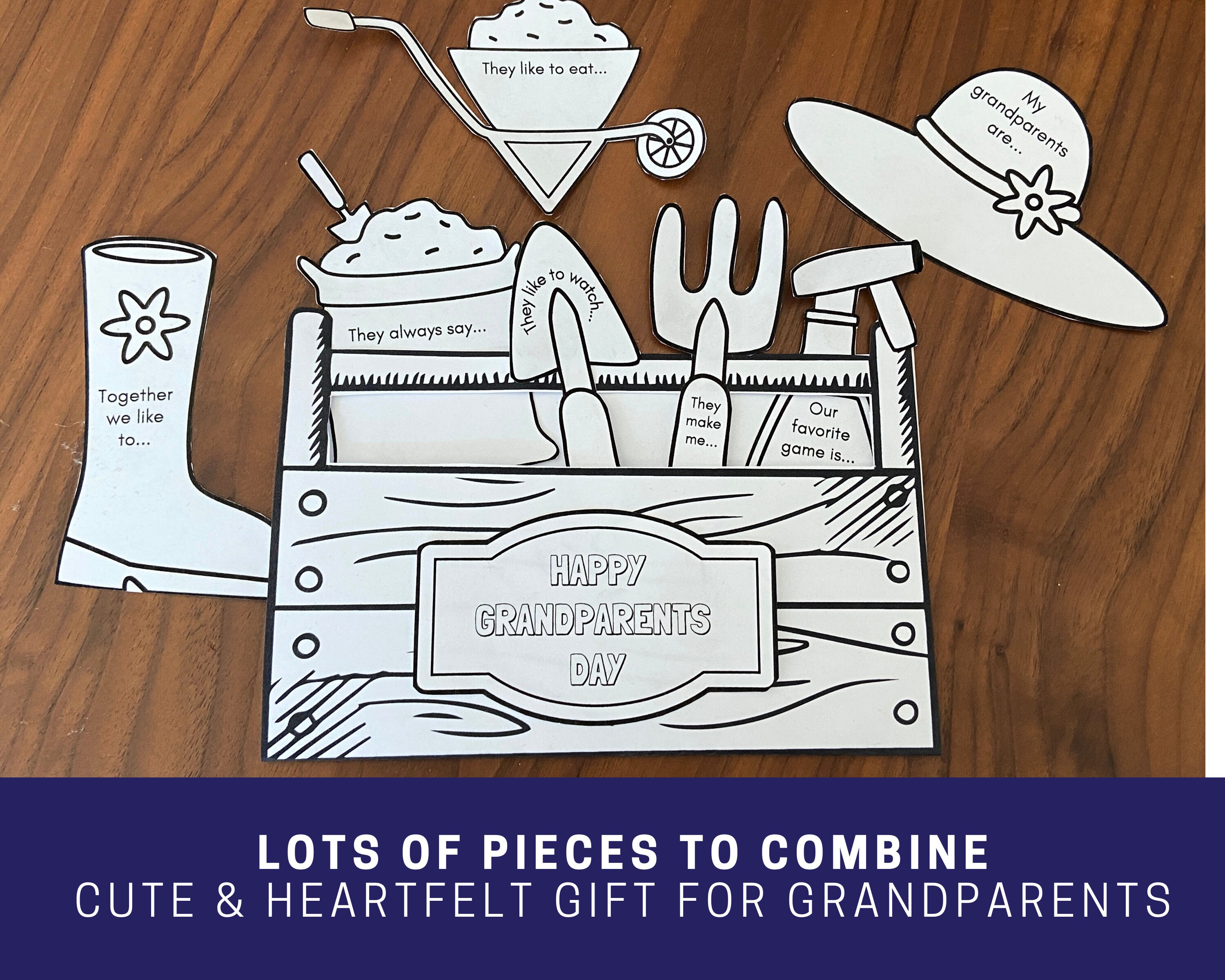 Grandparents Day Craft, Printable Grandparents Day Coloring Card for ...