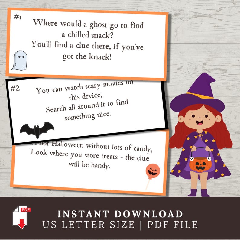 Indoor Halloween Scavenger Hunt, Printable Halloween Party Game for ...