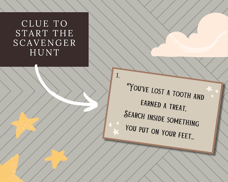 Tooth Fairy Scavenger Hunt & Letter: Printable First Tooth Visit (PDF ...