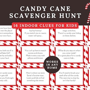 Candy Cane Treasure Hunt, Printable Christmas Scavenger Hunt for Kids ...