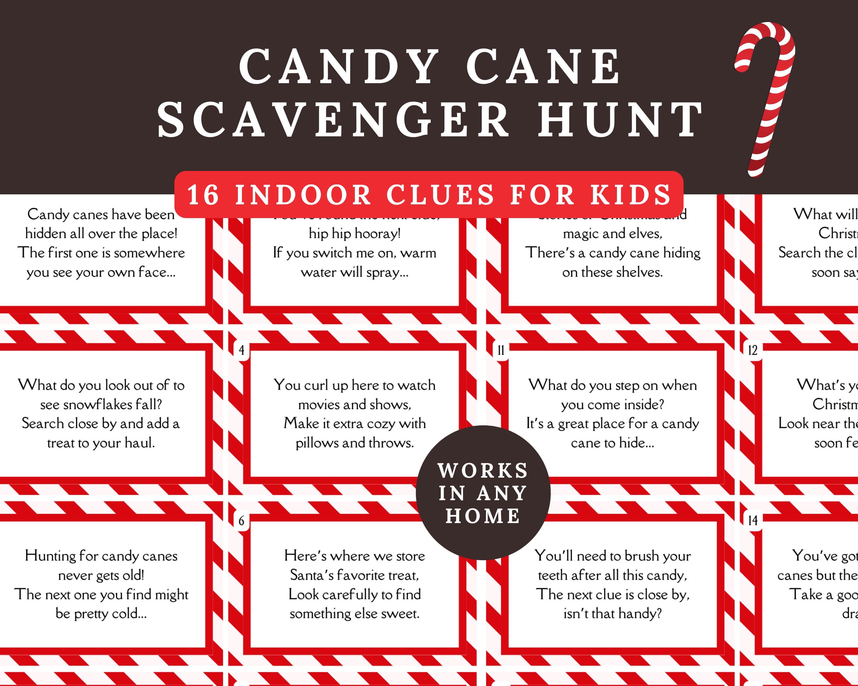 Candy Cane Treasure Hunt, Printable Christmas Scavenger Hunt for Kids ...