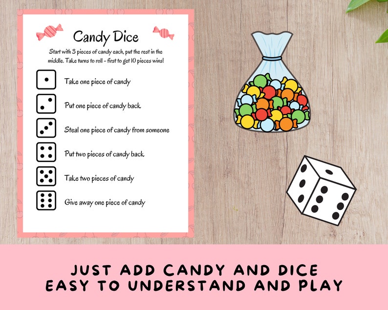 Candy Dice Printable Party Game for Teenage Girls and Tweens - Etsy