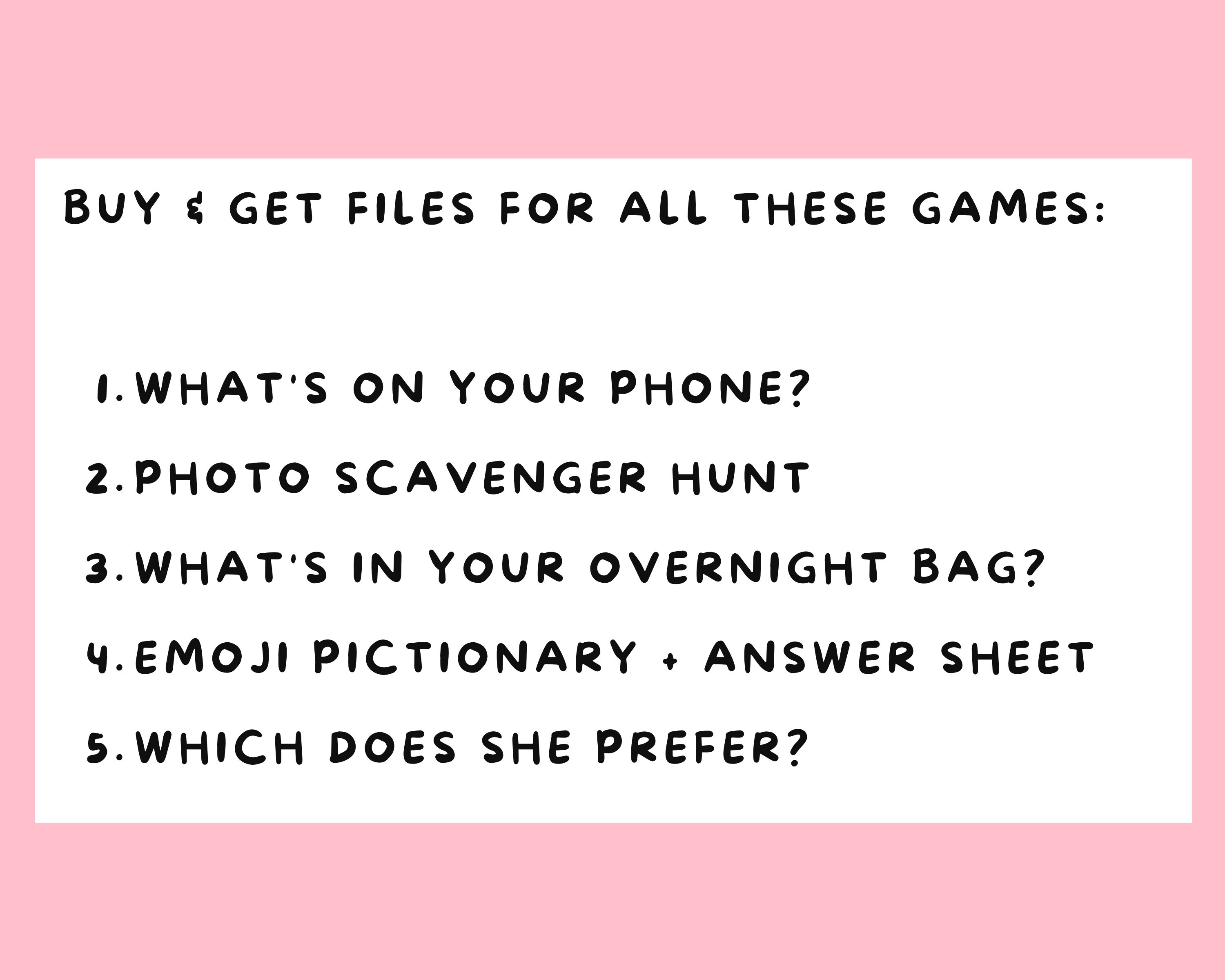 5 Printable Sleepover Games Party Games for Teenage Girls and - Etsy