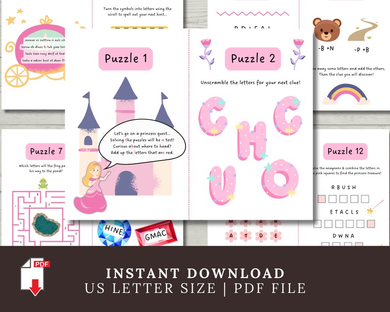 Princess Scavenger Hunt for Kids, Printable Princess Party Game ...