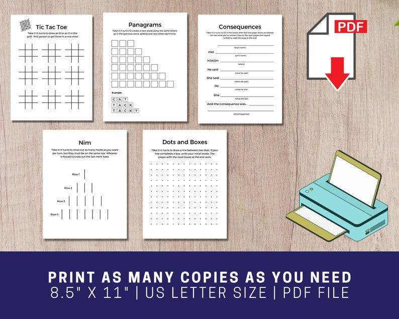 5 Printable Pen and Paper Games for Seniors and Families - Etsy UK