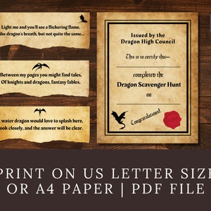 Dragon Scavenger Hunt for Kids: Medieval Birthday Party Game (printable ...