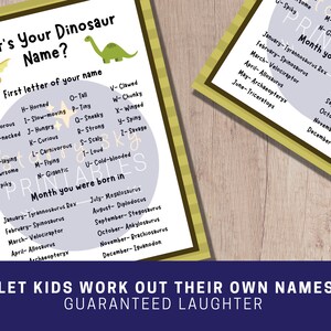 What's Your Dinosaur Name Printable Dinosaur Party Game - Etsy