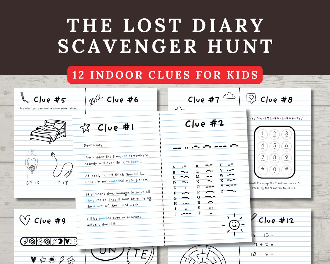 Printable Escape Room Style Scavenger Hunt for Kids: Indoor Puzzle ...