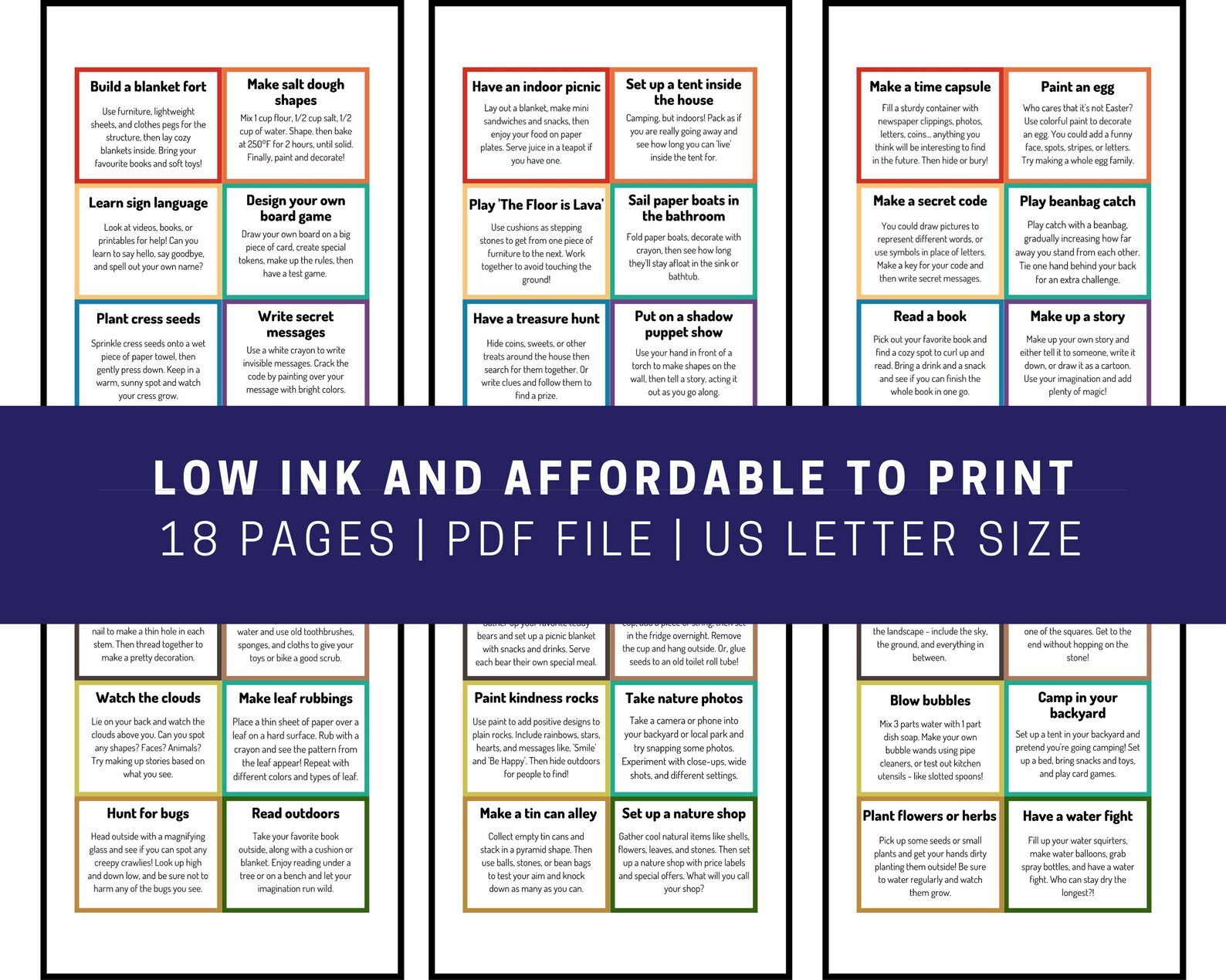 Printable Activity Card Bundle for Kids 84 Cards Indoor and - Etsy