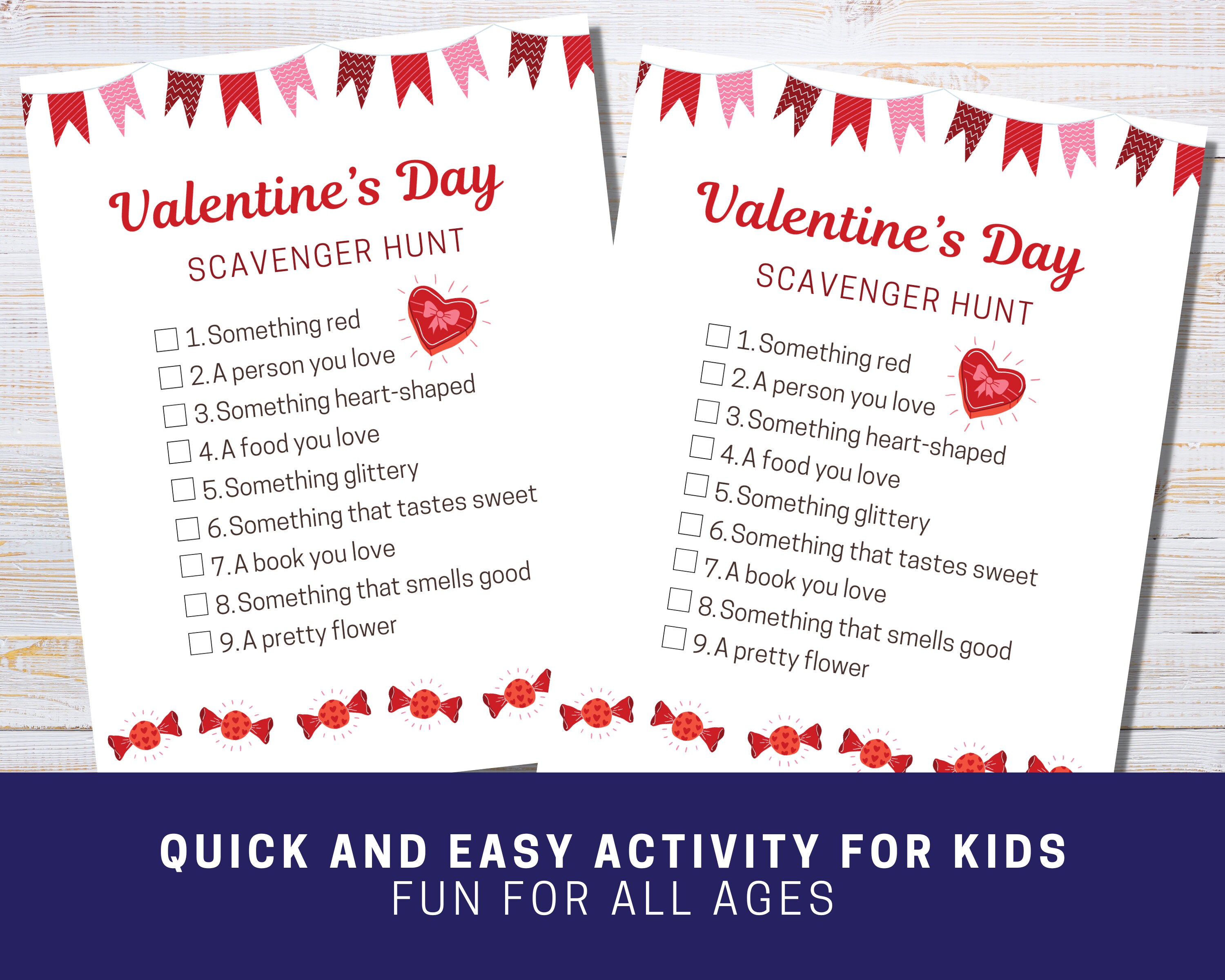 Valentine's Day Scavenger Hunt for Kids, Printable Valentine's Activity ...