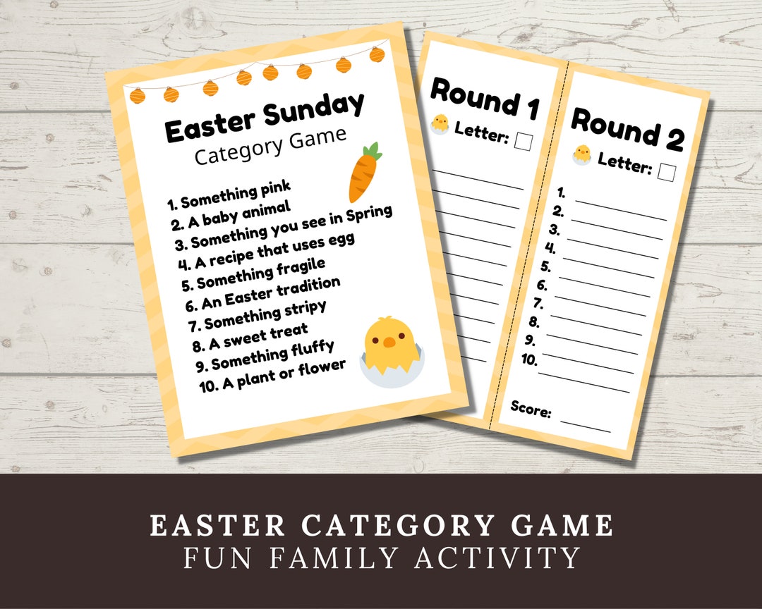 Printable Easter Party Game, Easter Category Word Game for Kids and ...