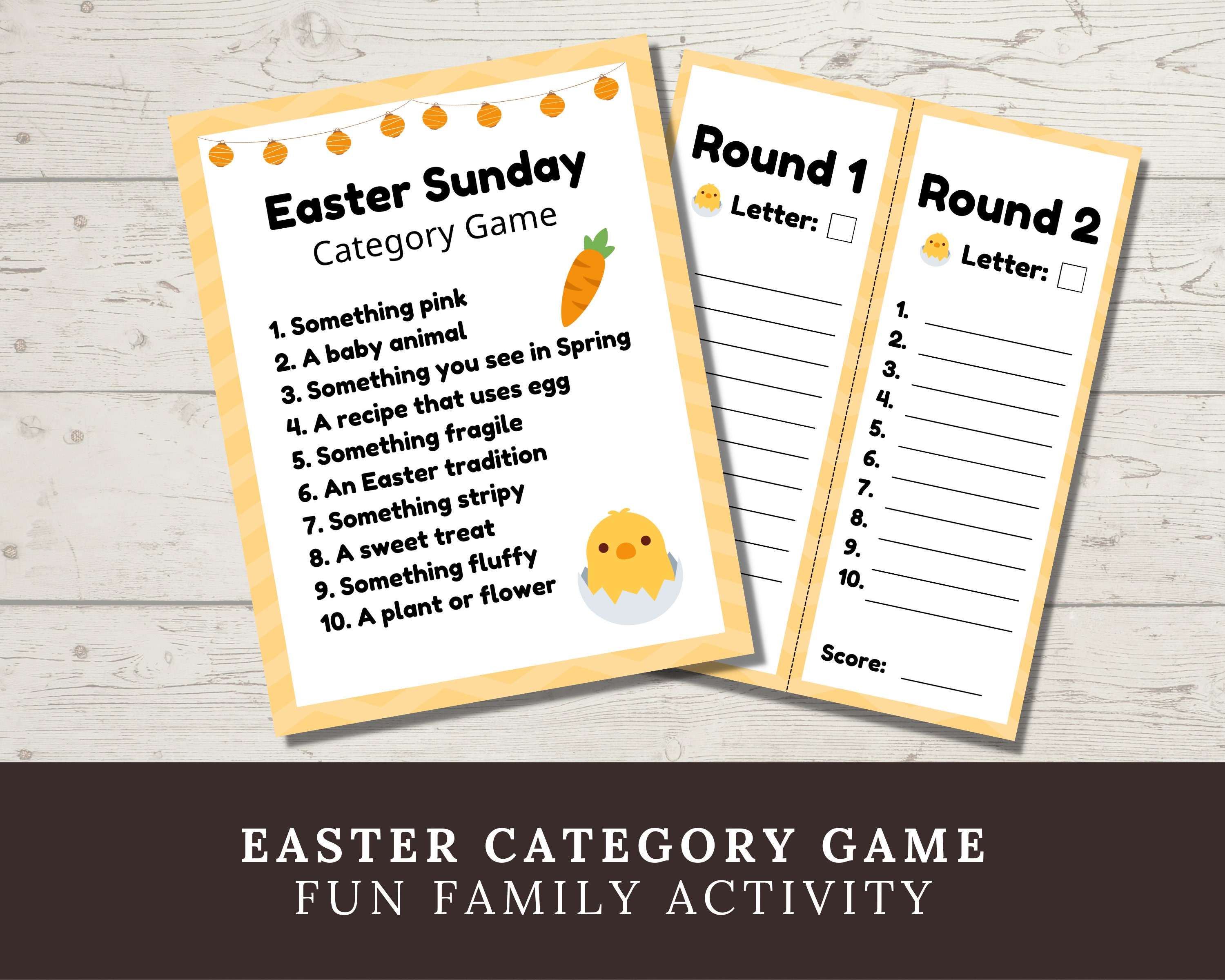 Printable Easter Party Game, Easter Category Word Game for Kids and ...
