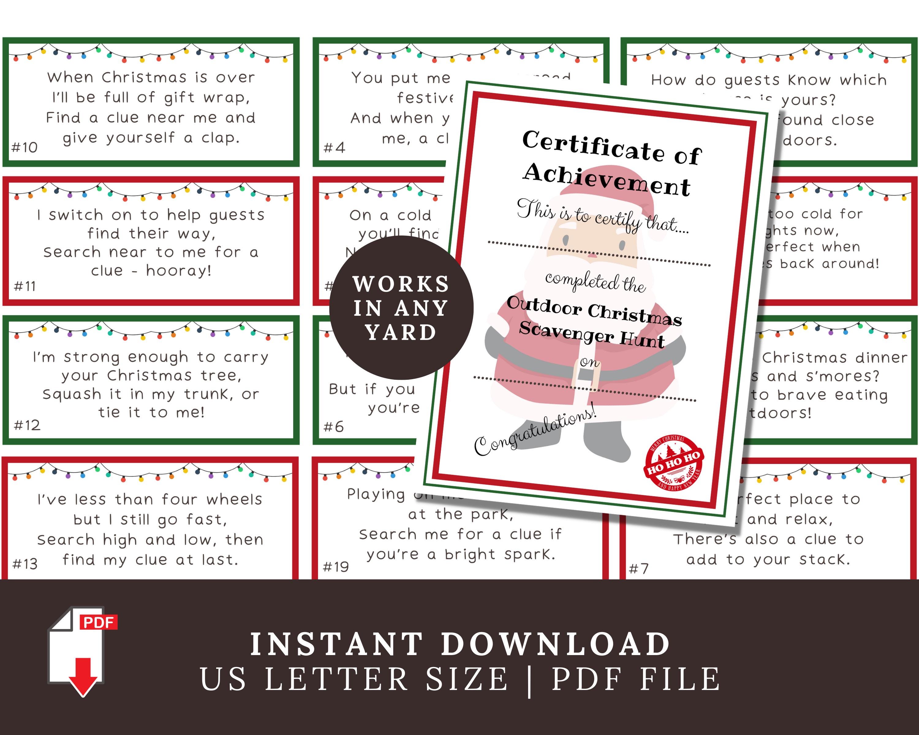Christmas Scavenger Hunt: Outdoor Riddle Clues, Family Activity (PDF ...