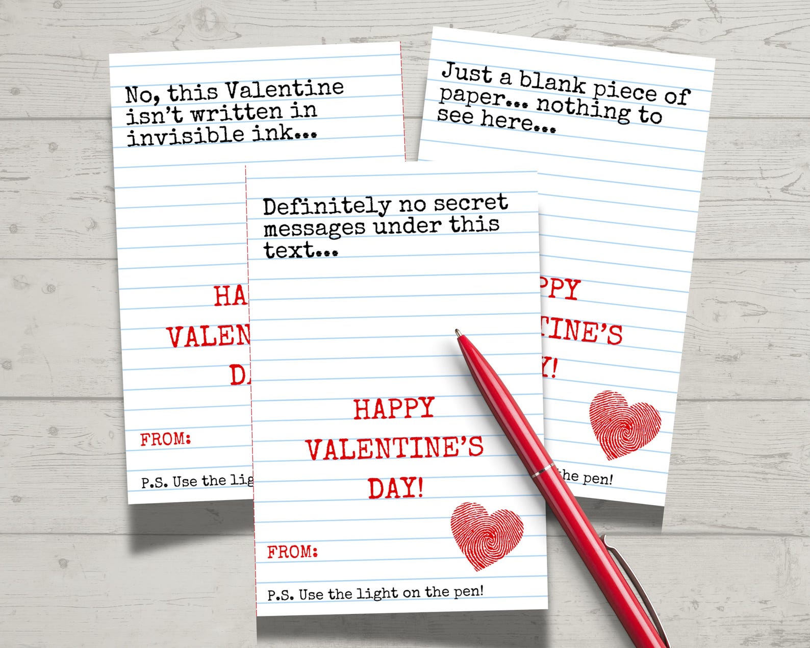 Invisible Ink Pen Valentine Cards: Secret Agent Spy Favor (printable ...