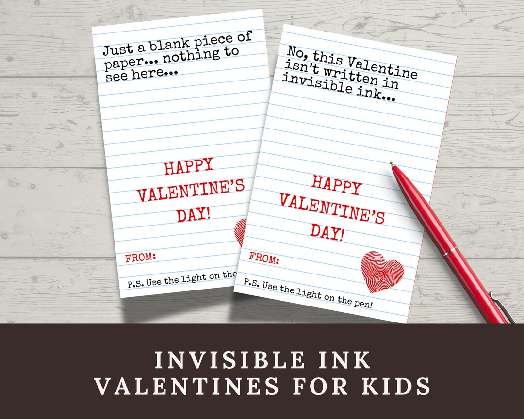 Invisible Ink Pen Valentine for Kids, Top Secret Agent Detective Spy ...