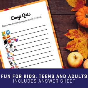 Printable Thanksgiving Emoji Quiz Worksheet Thanksgiving Word - Etsy Canada