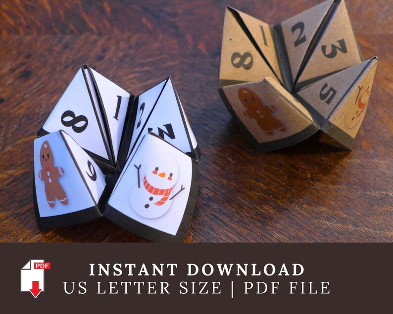 Printable Christmas Fortune Teller: Kids' Cootie Catcher Game (PDF) - Etsy