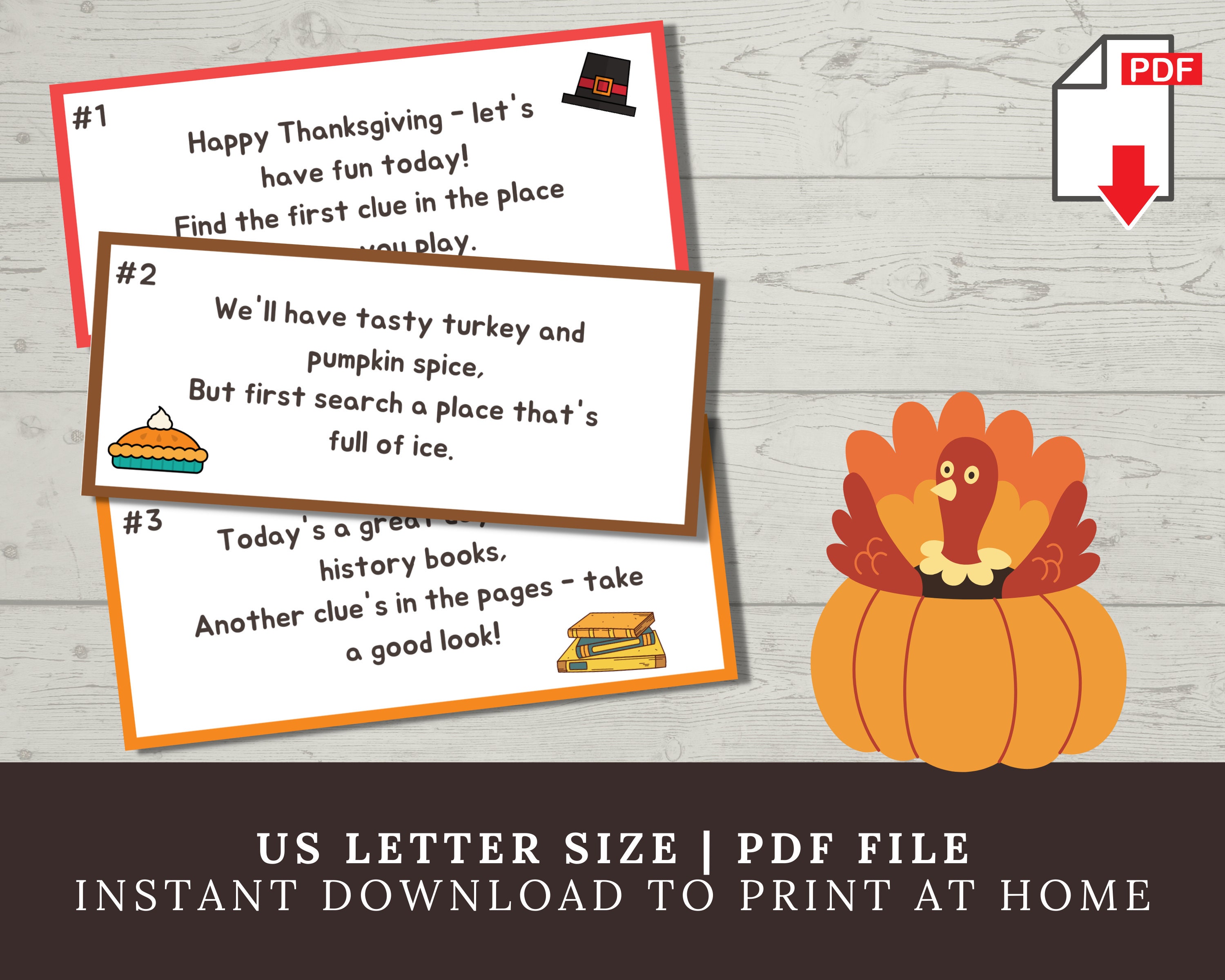 Thanksgiving Scavenger Hunt for Kids: Family Party Game (printable PDF ...
