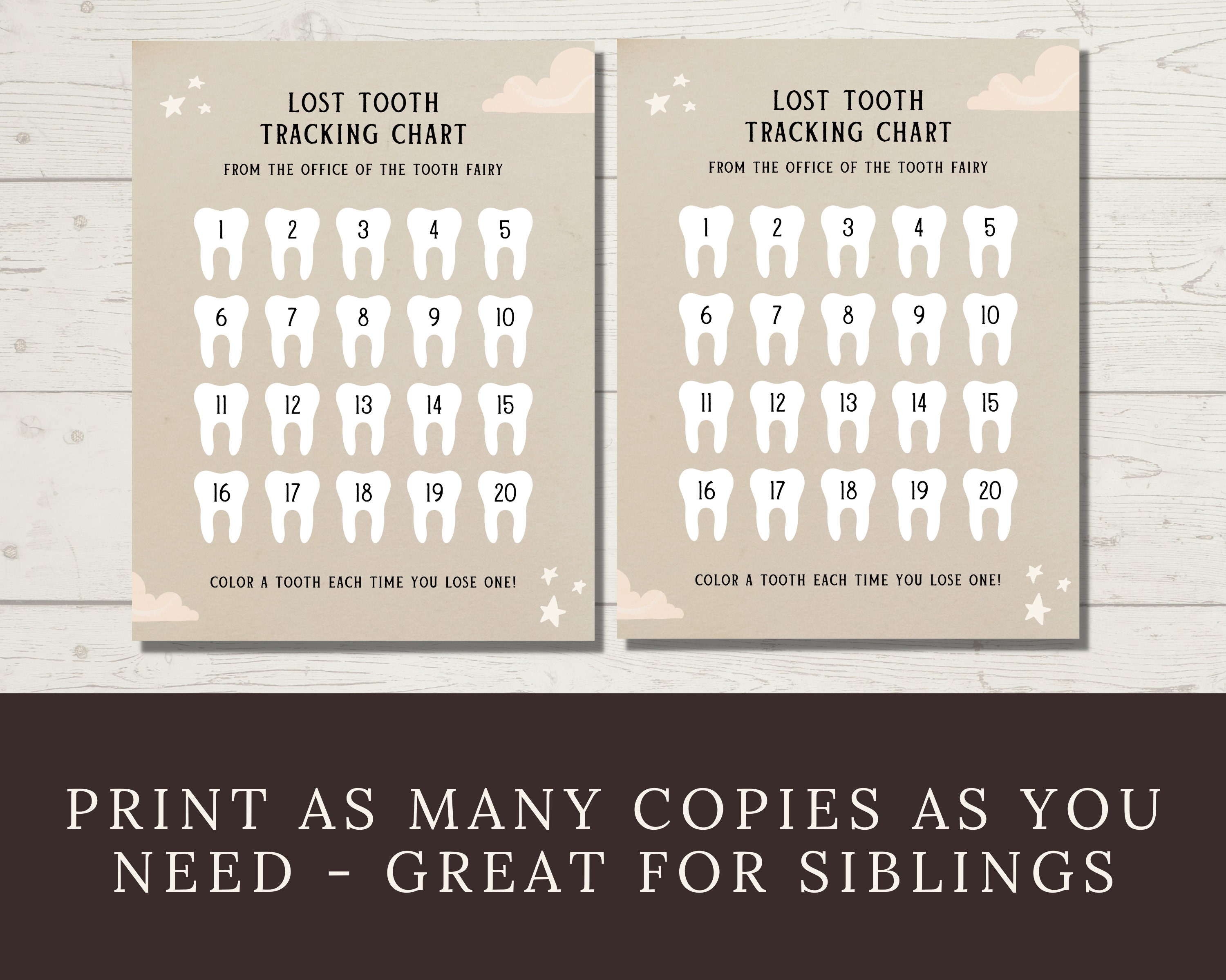 First Tooth Fairy Letter & Lost Tooth Chart, Printable Tooth Fairy Note ...