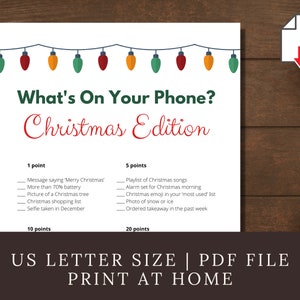 Christmas What's on Your Phone Printable Game, Work Office Christmas ...
