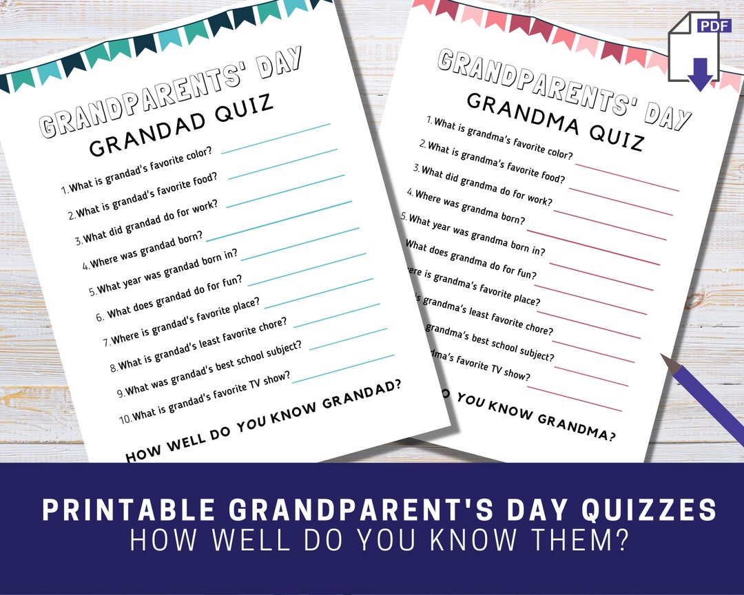 Printable Grandparents Day Quizzes Grandparents Day Activity - Etsy